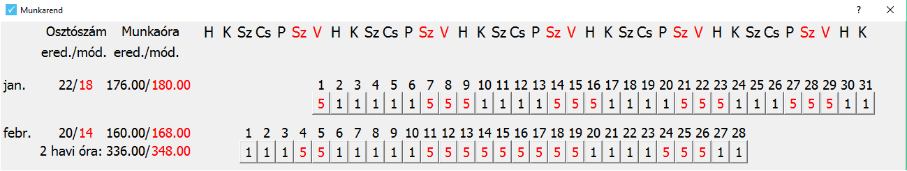 munkaidőkeret beállításai a Novitax bérszámfejtő programban
