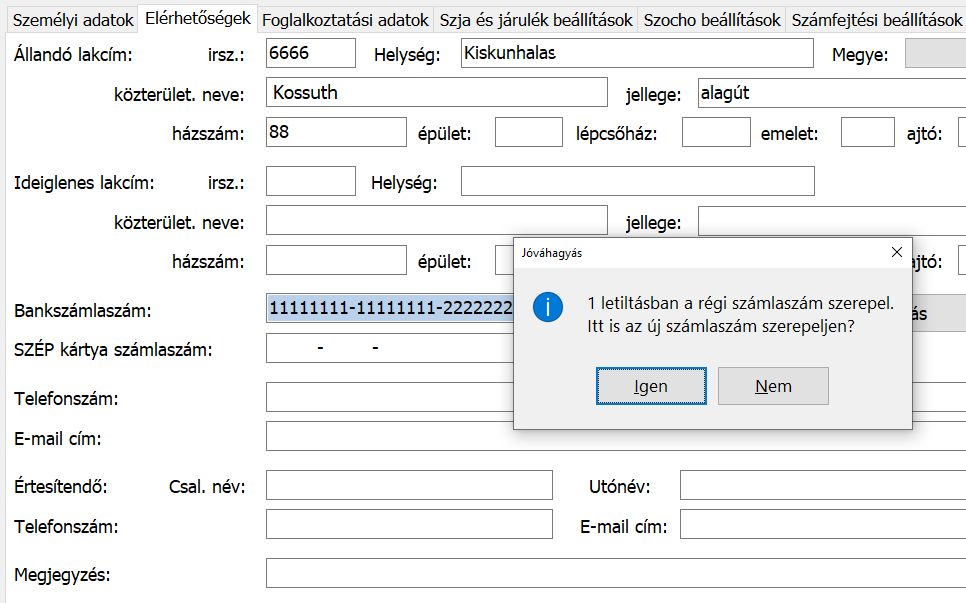 Jövdelem banki utalásának beállításai